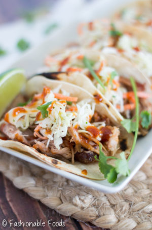 Chipotle BBQ Pulled Pork Tacos {with Cilantro Lime Coleslaw}